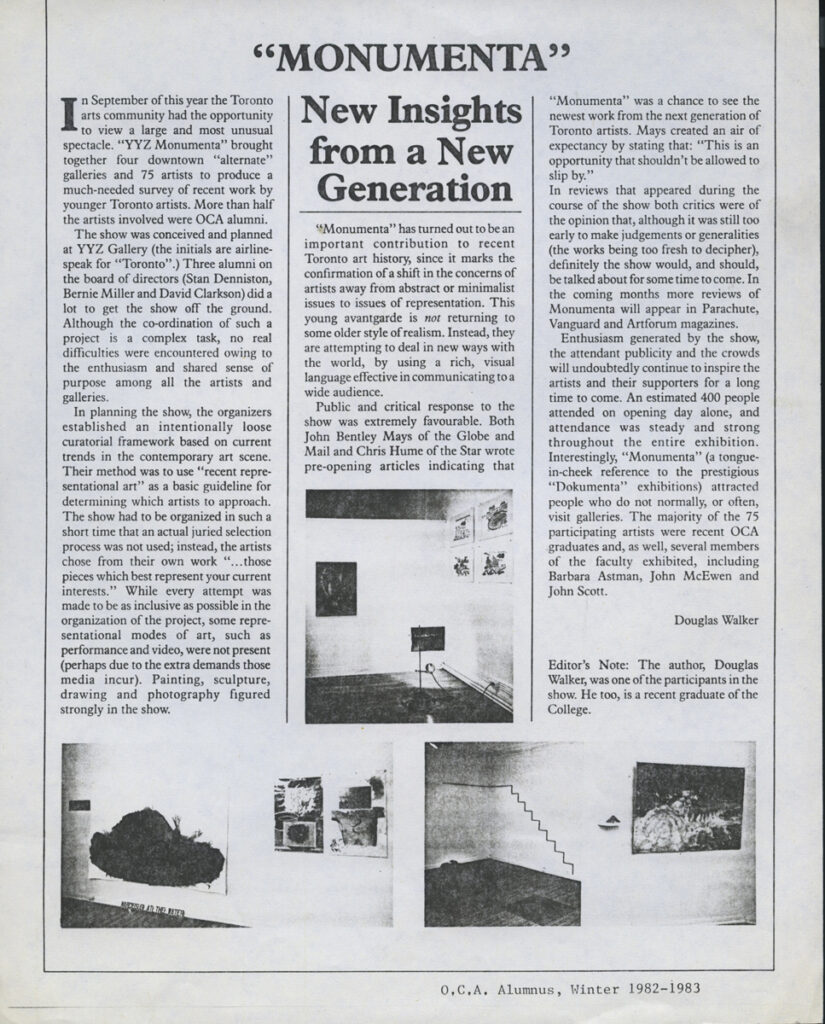 Monumenta: Group Show – YYZ Artists Outlet